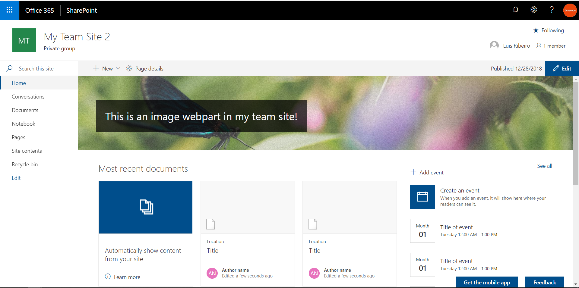 Make your team site look like a communication site - DevScope Ninjas
